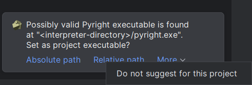 Other features - Pyright for PyCharm